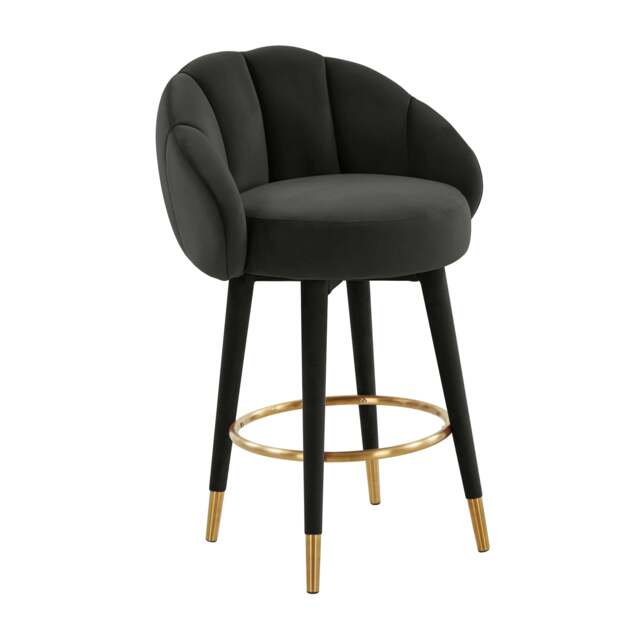Myla Black Swivel Counter Bar Stool by Furniture Edit | ufurnish.com