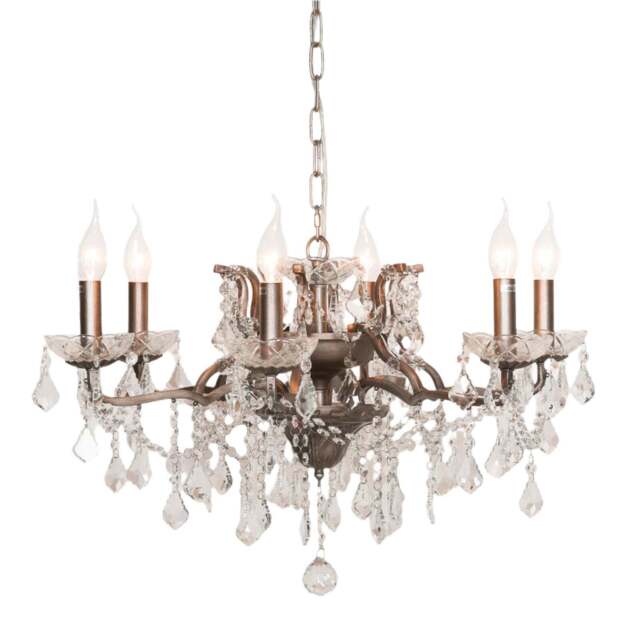 Antique Silver 6 Branch Shallow Cut Glass Chandelier by Furniture Edit ...