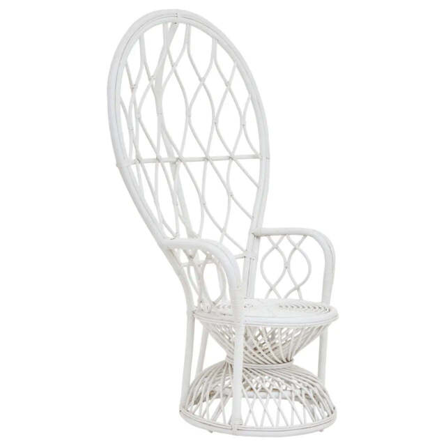 Java Grey And White Natural Rattan Curved Chair by Furniture Edit ...