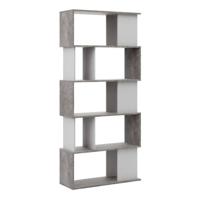 Maze Open Bookcase 4 Shelves in Concrete and White by Furniture Edit ...