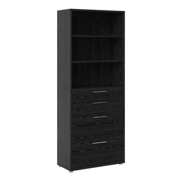 Prima Bookcase 2 Shelves With 2 Drawers 2 File Drawers In Black ...