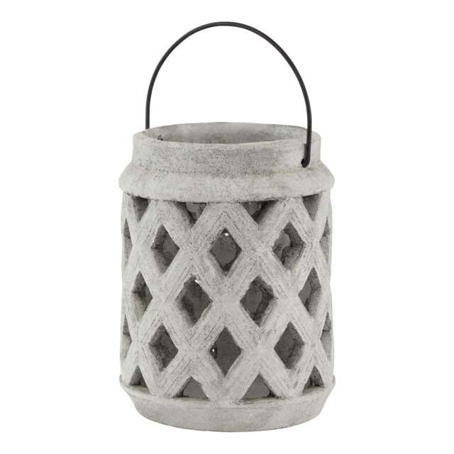 Athena Stone Large Lattice Lantern by Furniture Edit | ufurnish.com