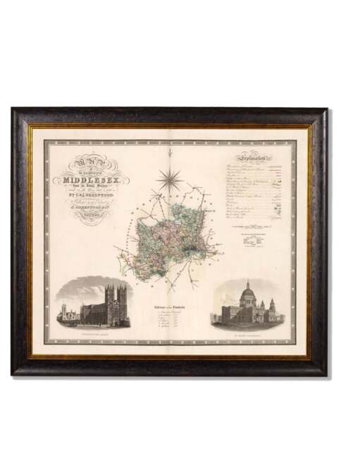 c.1830 County Maps of England - 70 x 84cm / Oxford / Middlesex by ...