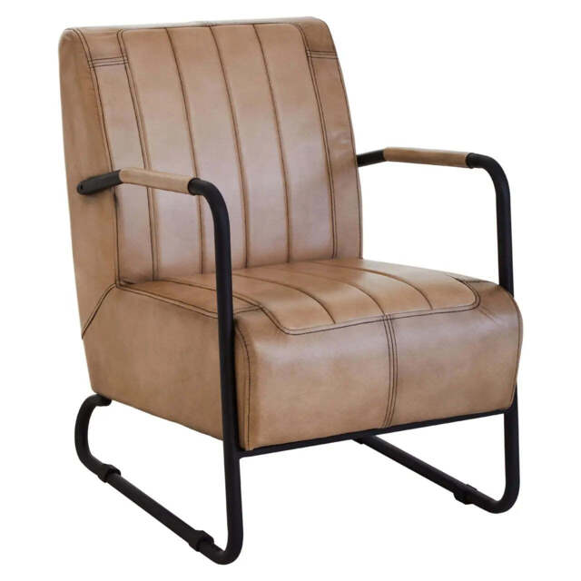 Buffalo Grey Leather Armchair by Furniture Edit | ufurnish.com