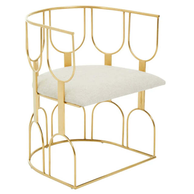 Azalea Natural And Gold Finish Chair by Furniture Edit | ufurnish.com