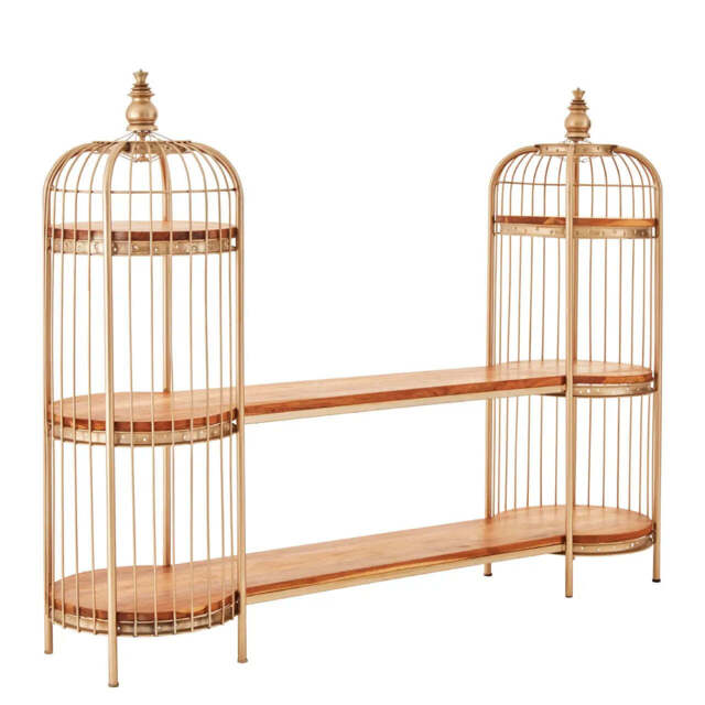 Mantis Champagne Gold Finish Birdcage Unit by Furniture Edit | ufurnish.com