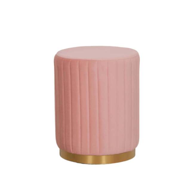 Pink Velvet Round Stool by Furniture Edit | ufurnish.com