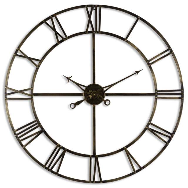 Large Antique Brass Large Skeleton Clock by Furniture Edit | ufurnish.com