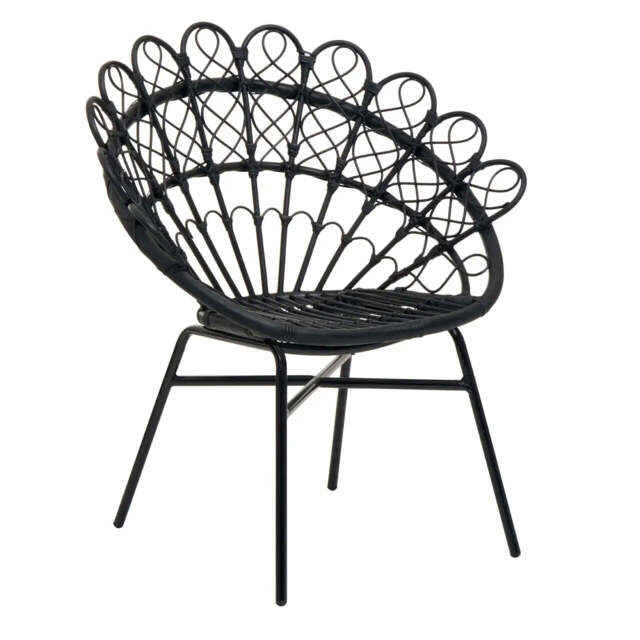 Java Black Natural Rattan Peacock Chair by Furniture Edit | ufurnish.com