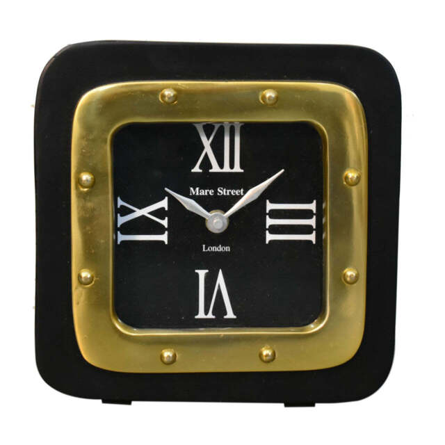 Black and Gold Small Table Clock by Furniture Edit | ufurnish.com