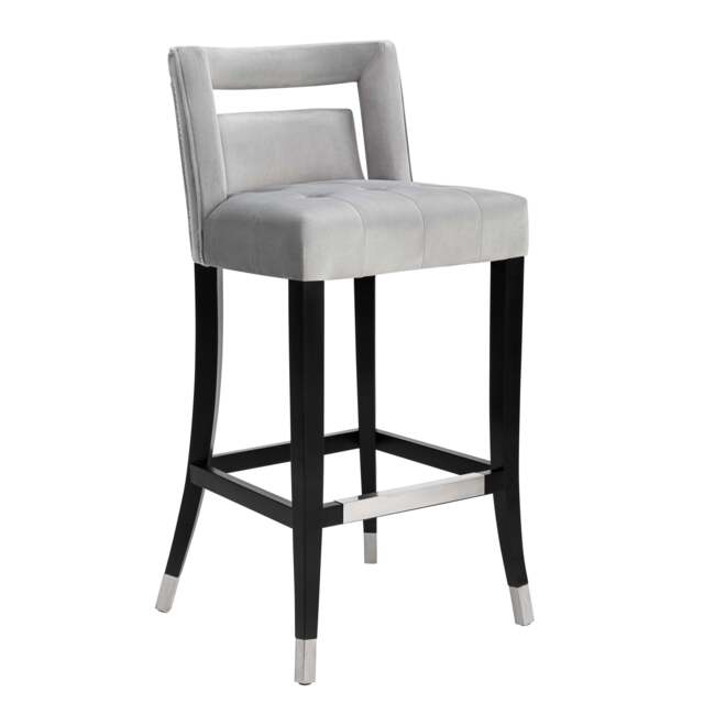Hart Grey Velvet Bar Stool by Furniture Edit | ufurnish.com