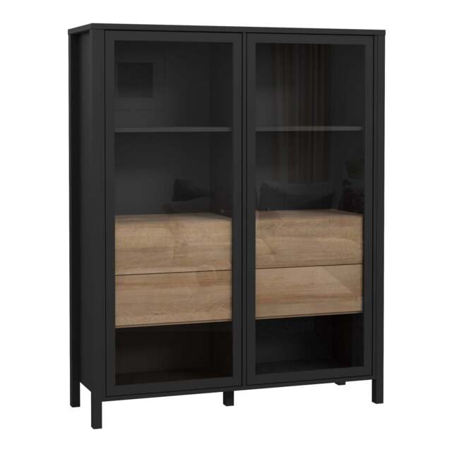 High Rock Extra Wide Display Cabinet in Matt Black/Riviera Oak by ...