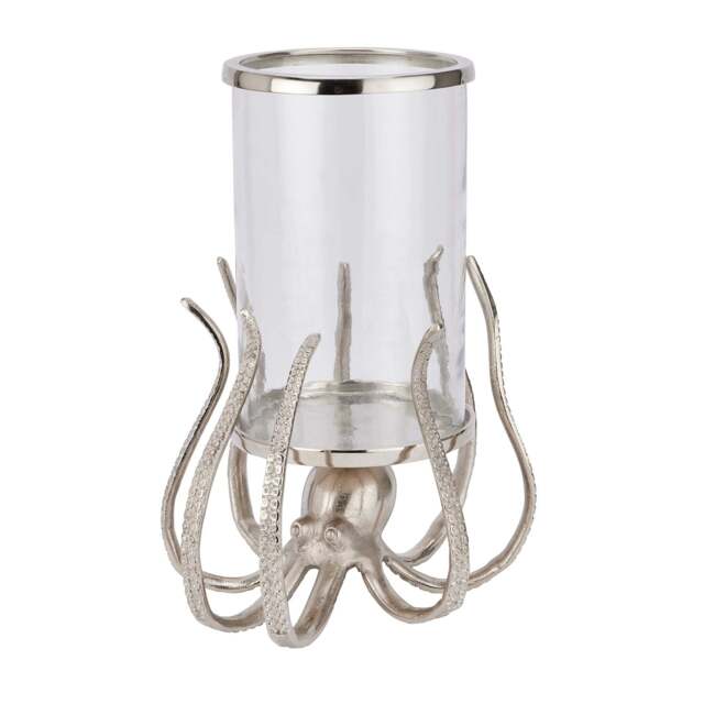 Large Silver Octopus Candle Hurricane Lantern by Furniture Edit ...