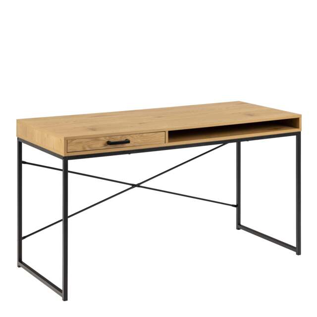 Seaford Office Desk with 1 Drawer in Black and Oak by Furniture Edit ...