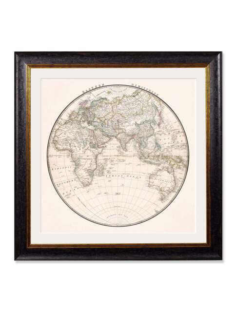 c.1838 World Map Hemispheres - 70 x 70cm / Oxford / Eastern Hemisphere ...