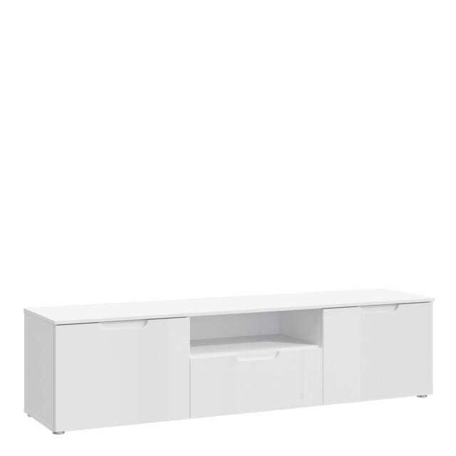 Sienna TV Unit in White/White High Gloss by Furniture Edit | ufurnish.com