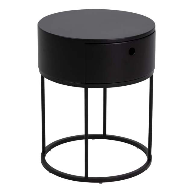Polo Round Bedside Table in Black by Furniture Edit | ufurnish.com