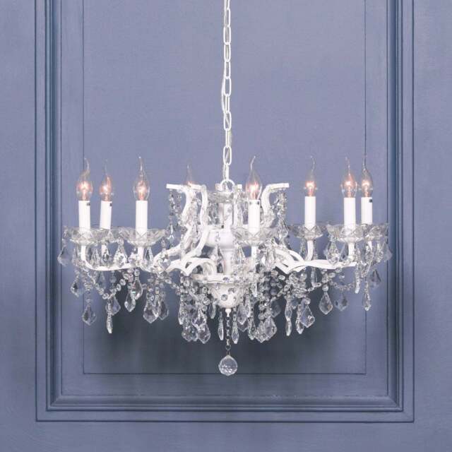White 8 Branch Shallow Cut Glass Chandelier by Furniture Edit ...