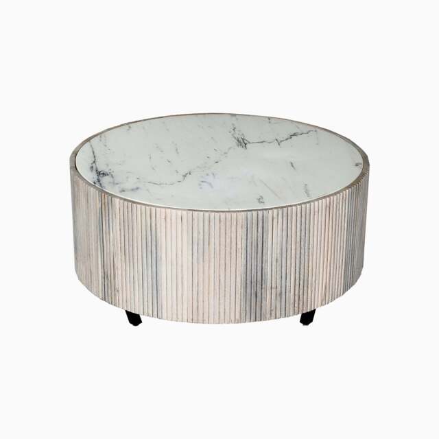 Selene Drum Marble Top Coffee Table by Furniture Edit | ufurnish.com