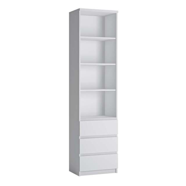 Fribo Tall Narrow 3 Drawer Bookcase in White by Furniture Edit ...