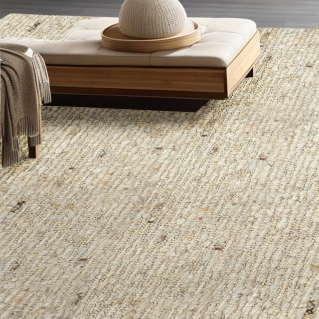 Zola Wool Hand Carded Beige Rug by Furniture Edit | ufurnish.com