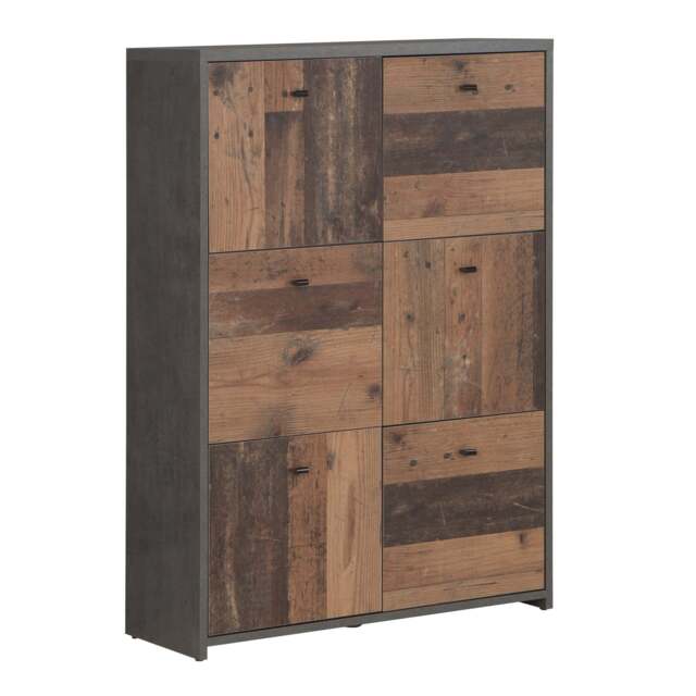 Best Chest Storage Cabinet with 6 Doors in Concrete Optic Dark Grey/Old ...