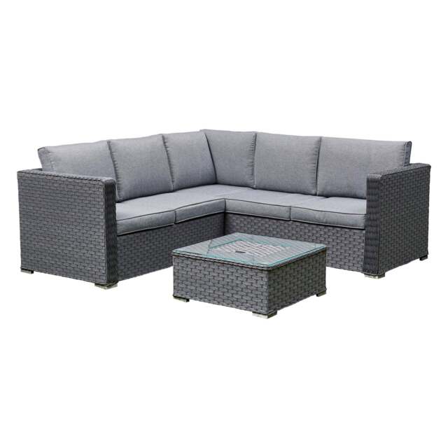 Fiji Grey Rattan Corner Sofa With Ice Bucket Coffee Table by Furniture ...