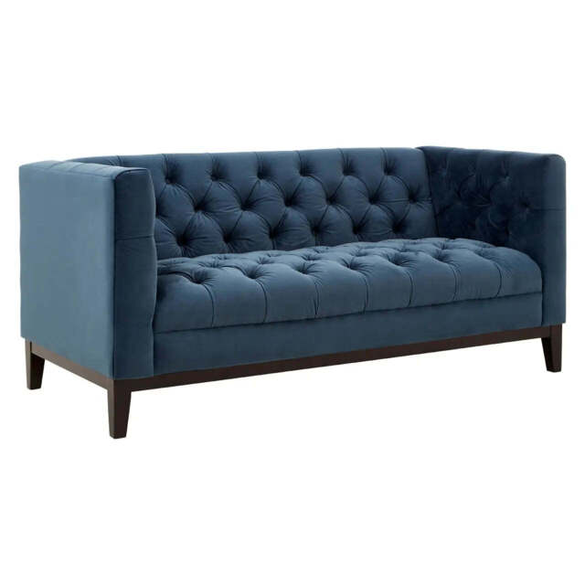 Sasha 2 Seater Midnight Velvet Sofa by Furniture Edit | uFurnish.com