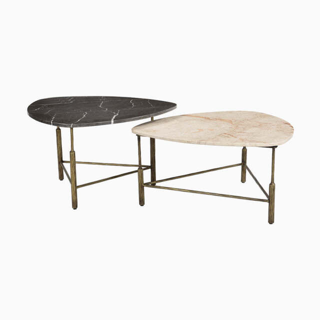Yin and Yang Marble Coffee Table Set of 2 by Furniture Edit | ufurnish.com