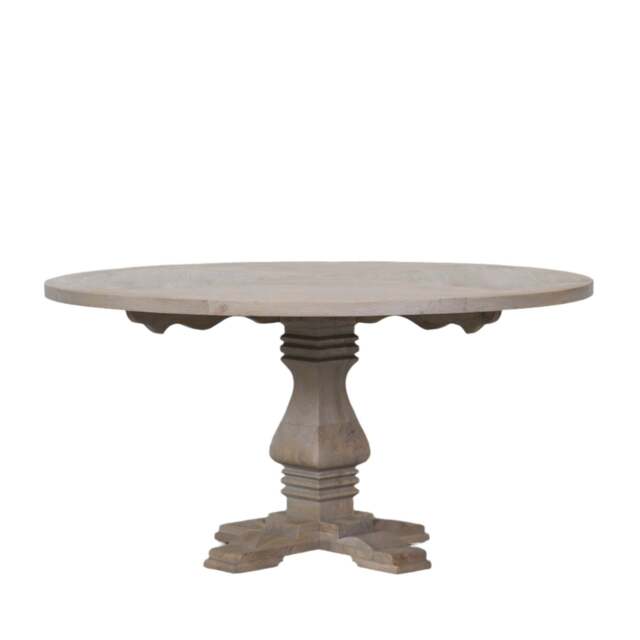 Rustic Wooden Round Pedestal Dining Table by Furniture Edit | ufurnish.com