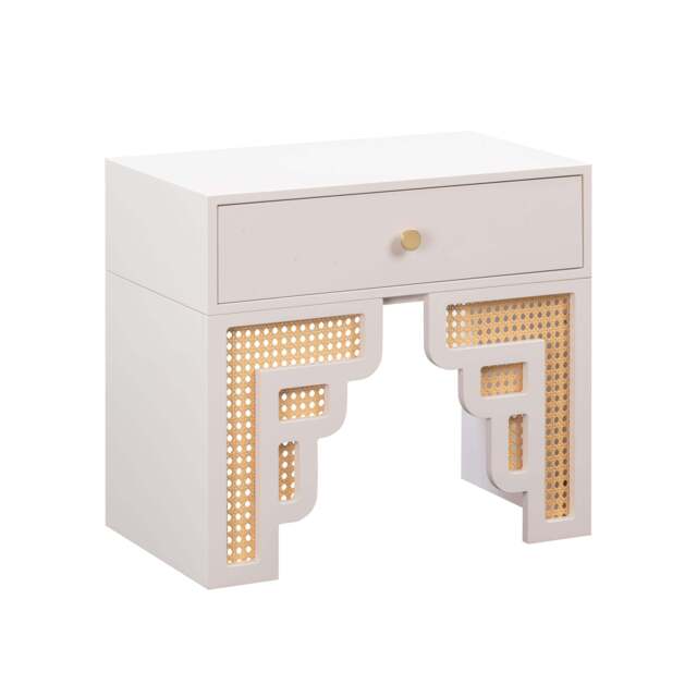 Suzie Cream & Rattan Nightstand by Furniture Edit | ufurnish.com