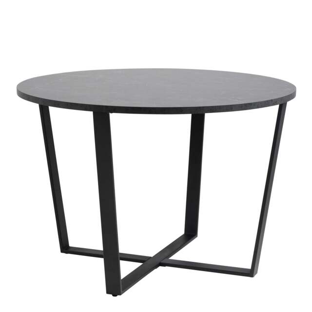 Amble Round Dining Table with Black Marble Melamine Top & Black Legs by ...