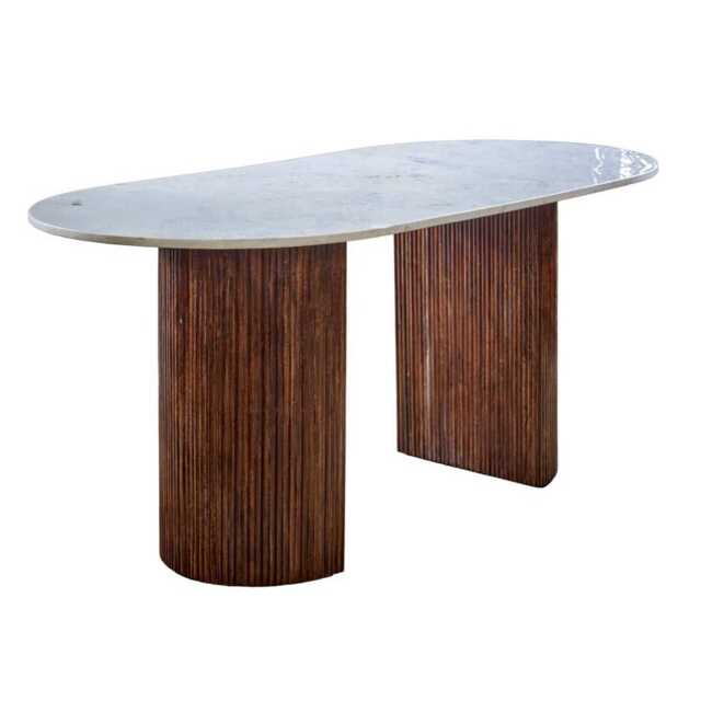 Loriini Mango Wood Dining Table 170Cm With Marble Top by Furniture Edit ...