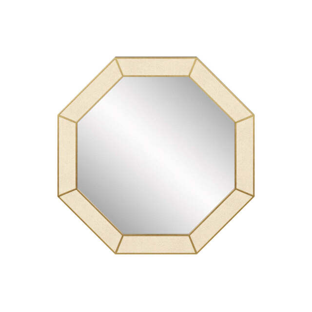 Raphia Mirror Octagon Ivory Shagreen by Furniture Edit | ufurnish.com