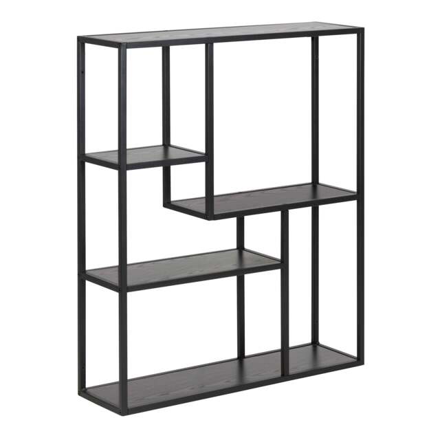 Seaford Black Metal Wall Shelf with 3 Additional Black Shelves by ...