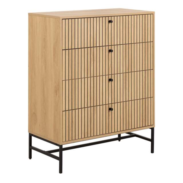 Albany Chest of 4 Drawers in Oak/Black Legs by Furniture Edit ...