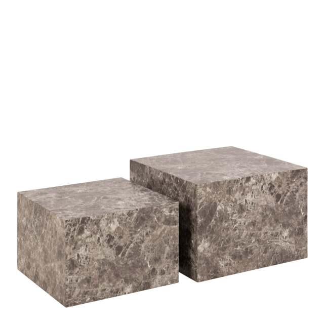 Dice Square Coffee Table Set in Light Brown Emperador Rough Paper by ...