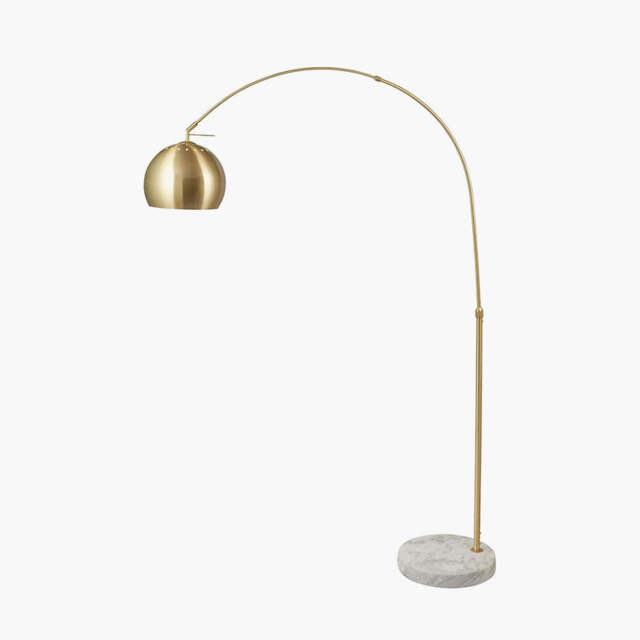 Feliciani Brushed Brass Metal and White Marble Floor Lamp by Furniture ...