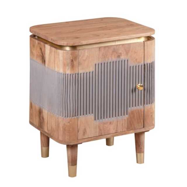 Metz Acacia Wood Bedside Table by Furniture Edit | ufurnish.com