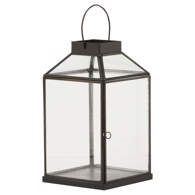 Glass Top Small Black Lantern by Furniture Edit | ufurnish.com
