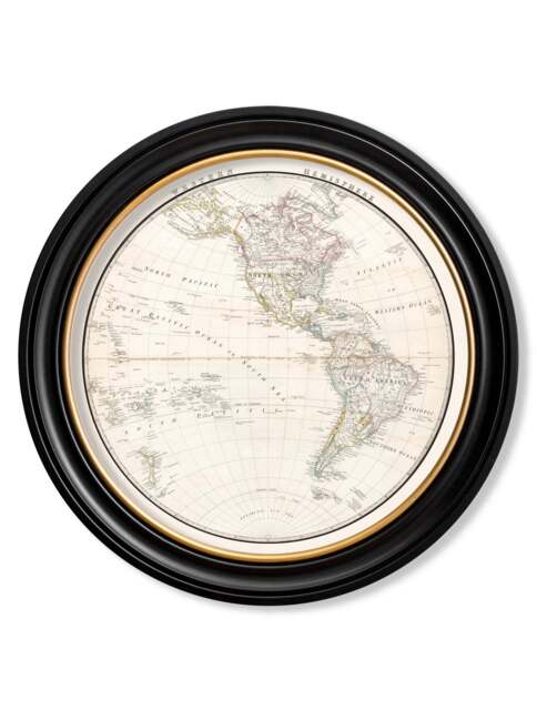 c.1838 World Map Hemispheres in Round Frames - 120 x 120cm / Round ...