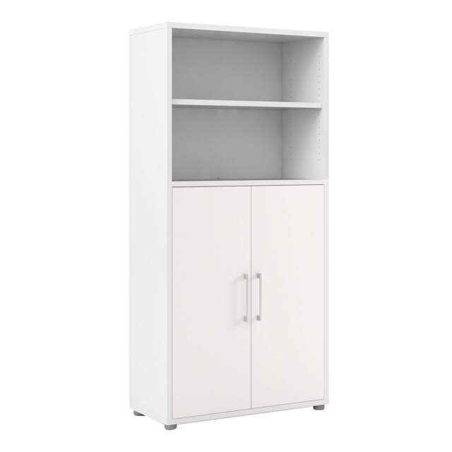 Prima Bookcase 3 Shelves with 2 Doors in White by Furniture Edit ...
