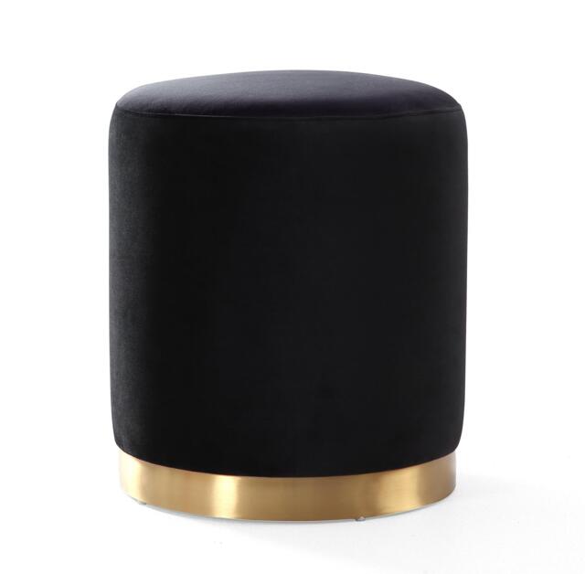 Opal Black Velvet Ottoman Footstool Gold Base by Furniture Edit ...