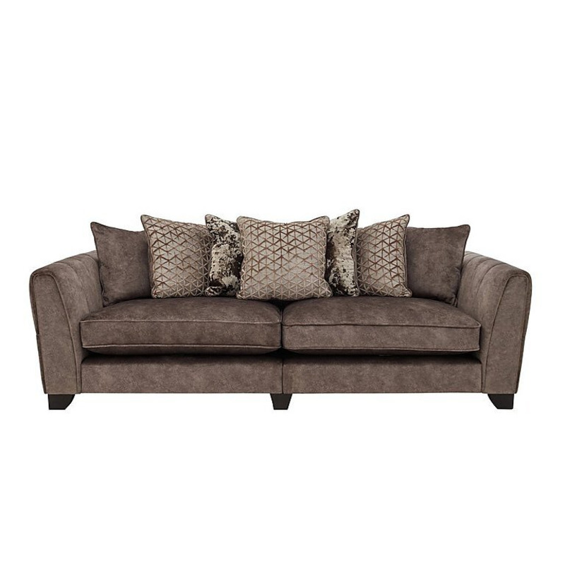 Ariana 4 Seater Fabric Pillow Back Sofa - Dapple Chocolate by Furniture ...