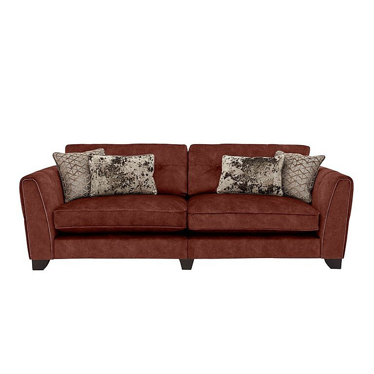 Ariana 4 Seater Fabric Classic Back Split Frame Sofa with Chrome Insert ...