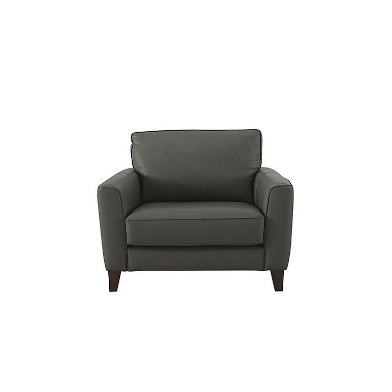 Brondby NC Leather Cuddle Chair - Charcoal Grey by Furniture Village ...