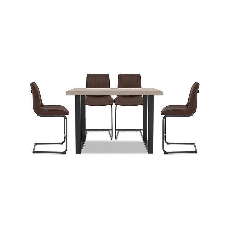 Bodahl - Compact Terra Raw Edge Table with U-Shaped Legs and 4 Cognac ...