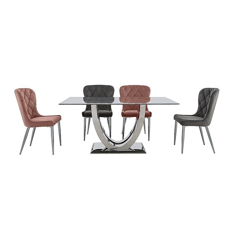 Donnie Dining Table and 4 Chairs - Blush and Silver by Furniture ...