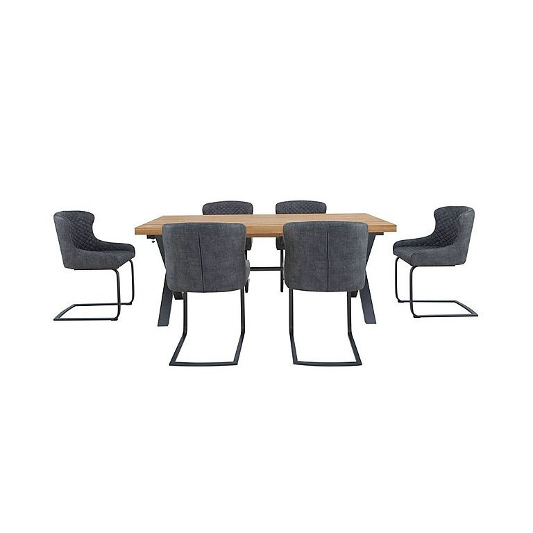Earth Dining Table with 6 Cantilever Chairs - 150-cm - Graphite by Furniture Village | ufurnish.com