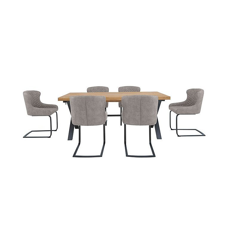 Earth Dining Table with 6 Cantilever Chairs - 150-cm - Platinum by Furniture Village | ufurnish.com